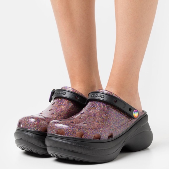 CROCS | Shoes | Crocs Classic Translucent Glitter Bae Platform Clogs ...